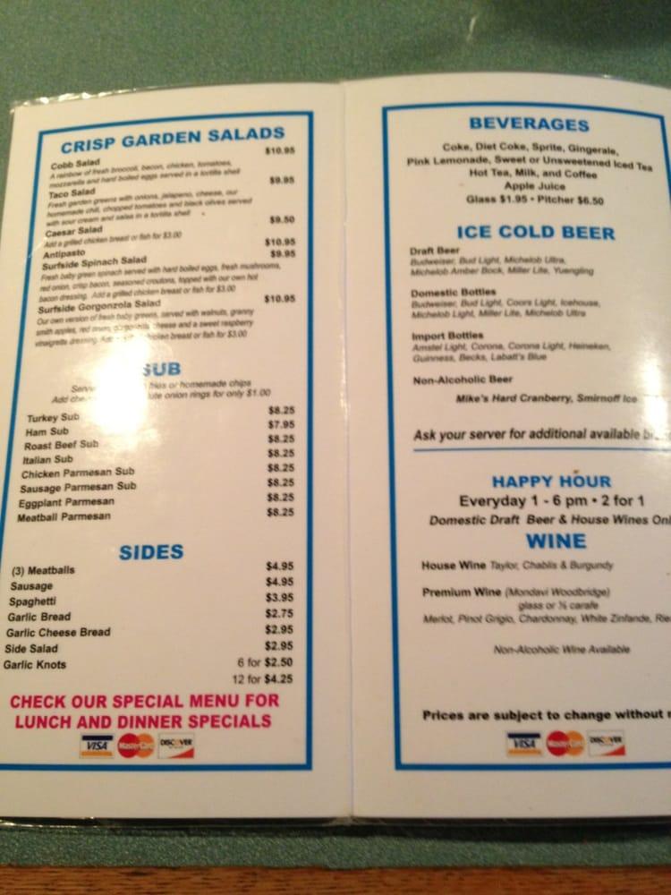 Menu at Brock's Surfside Grill & Pizza pizzeria, Jensen Beach