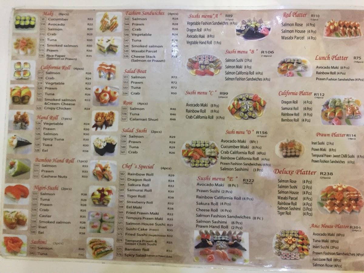Menu at Asian Twist restaurant, Johannesburg, 5th Corner Main Road