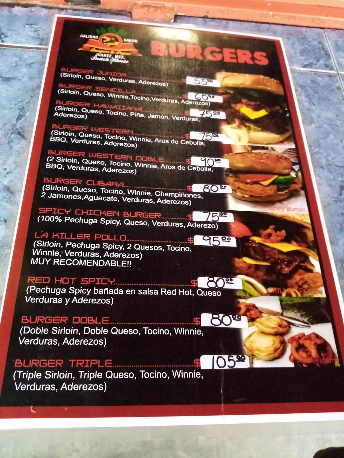 Carta del restaurante MGM Burgers & Papas, Ciudad Juarez