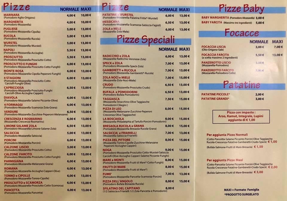 Menu at Pizzeria Angolo 53 Somma, Somma Lombardo