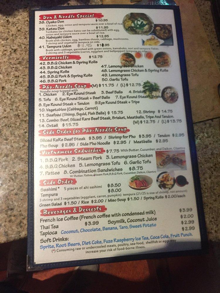 Menu at Saito and Pho Restaurant, Ewa Beach