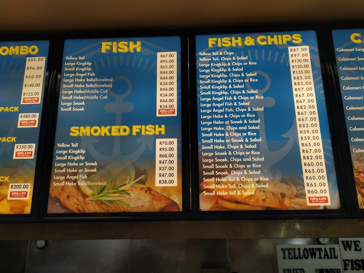 Menu at Mr Fish restaurant, Cape Town