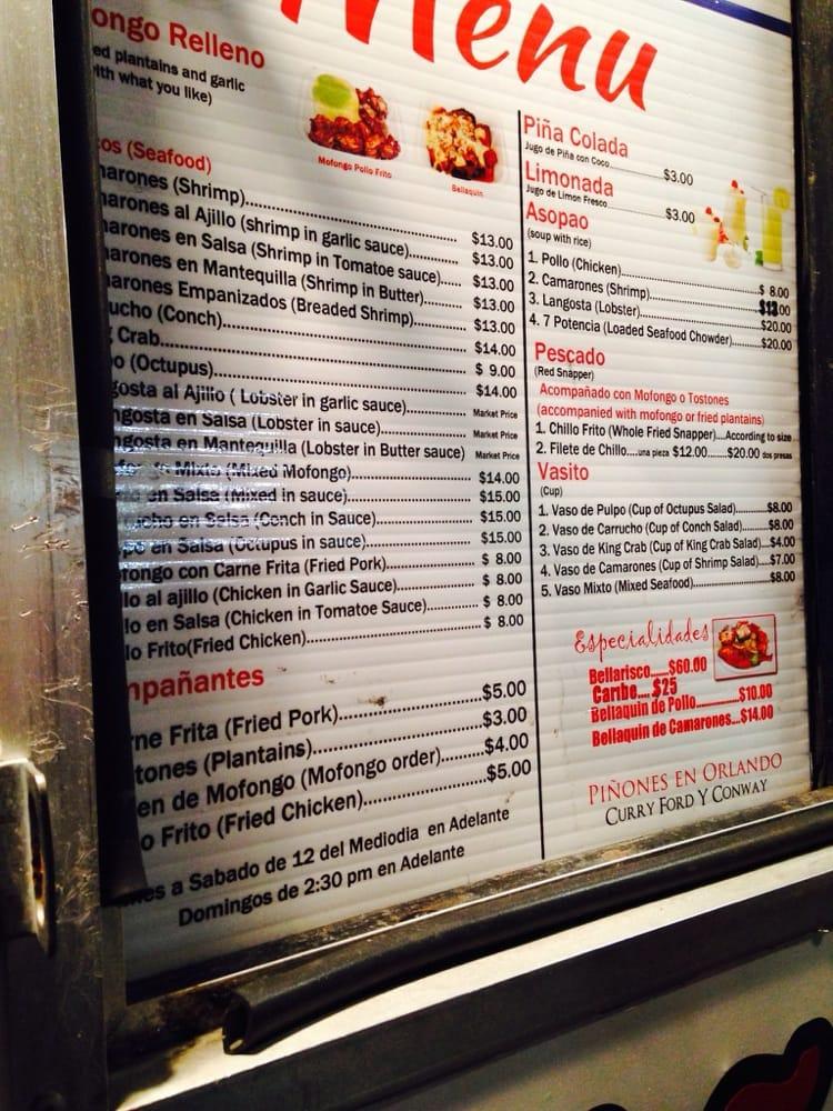 Menu at Piñones en Orlando restaurant, Orlando, E Colonial Dr