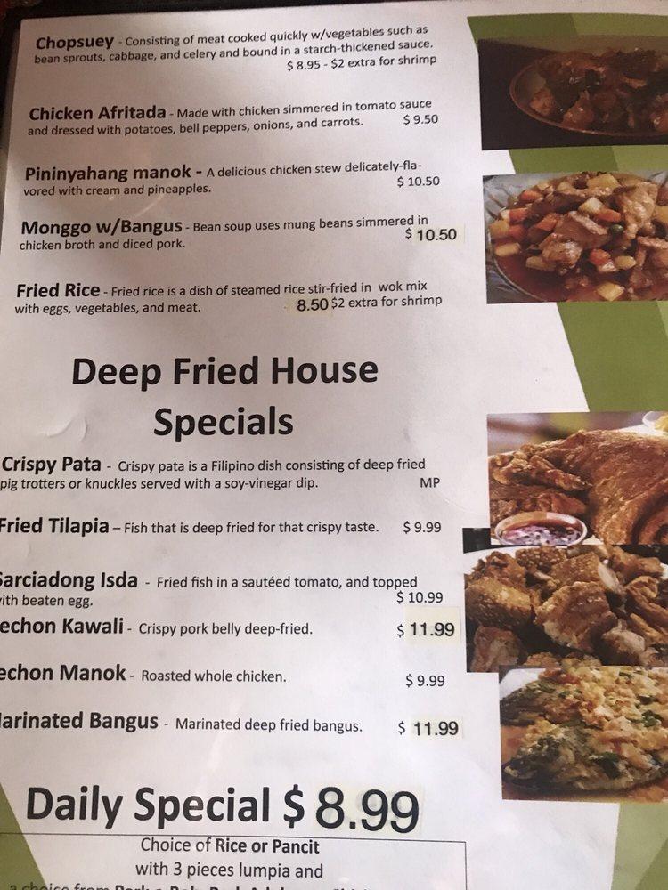 Menu at Ruby-Gin Filipino Restaurant, Pensacola, 2 N Old Corry Field Rd
