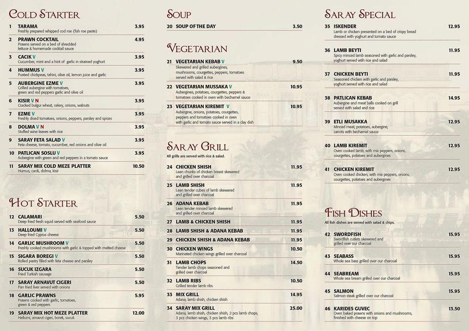 Menu at Saray Restaurant, Welling, 48-50 Welling High St
