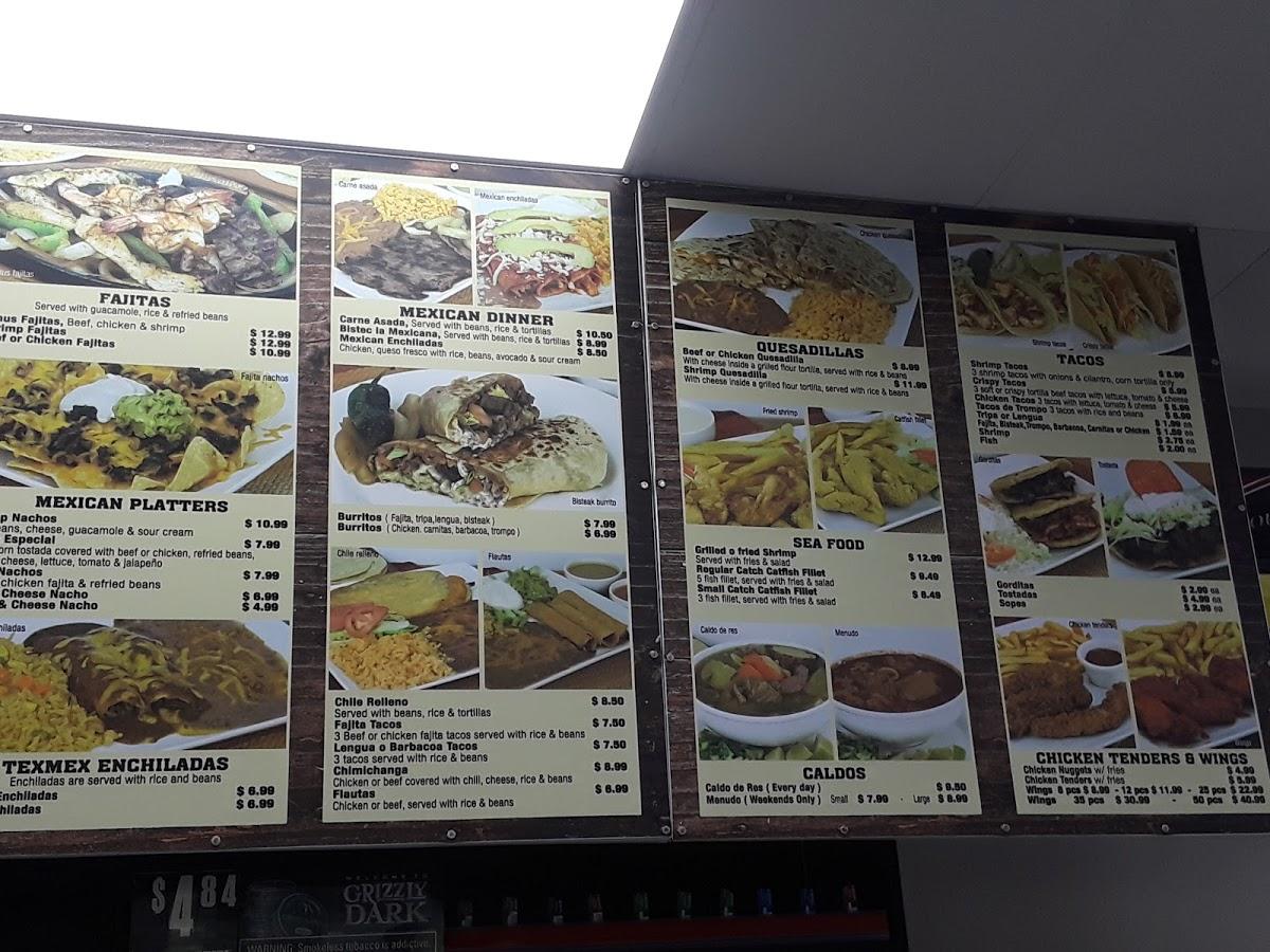Menu at Venus Taqueria restaurant, Venus