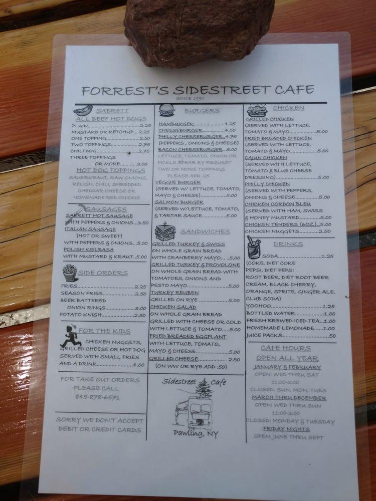 Menu at Forrest Sidestreet Cafe, Patterson