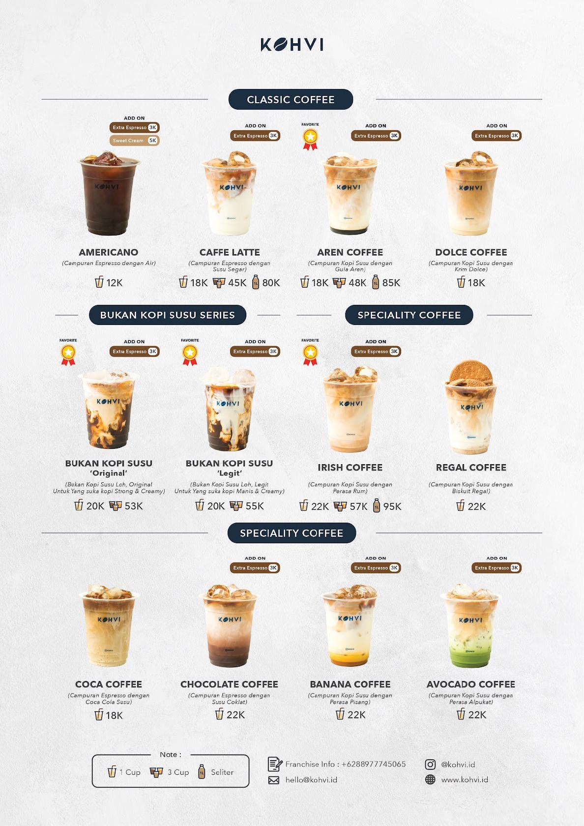 Menu at KEDAI KOPI KOHVI Bandung, Bandung