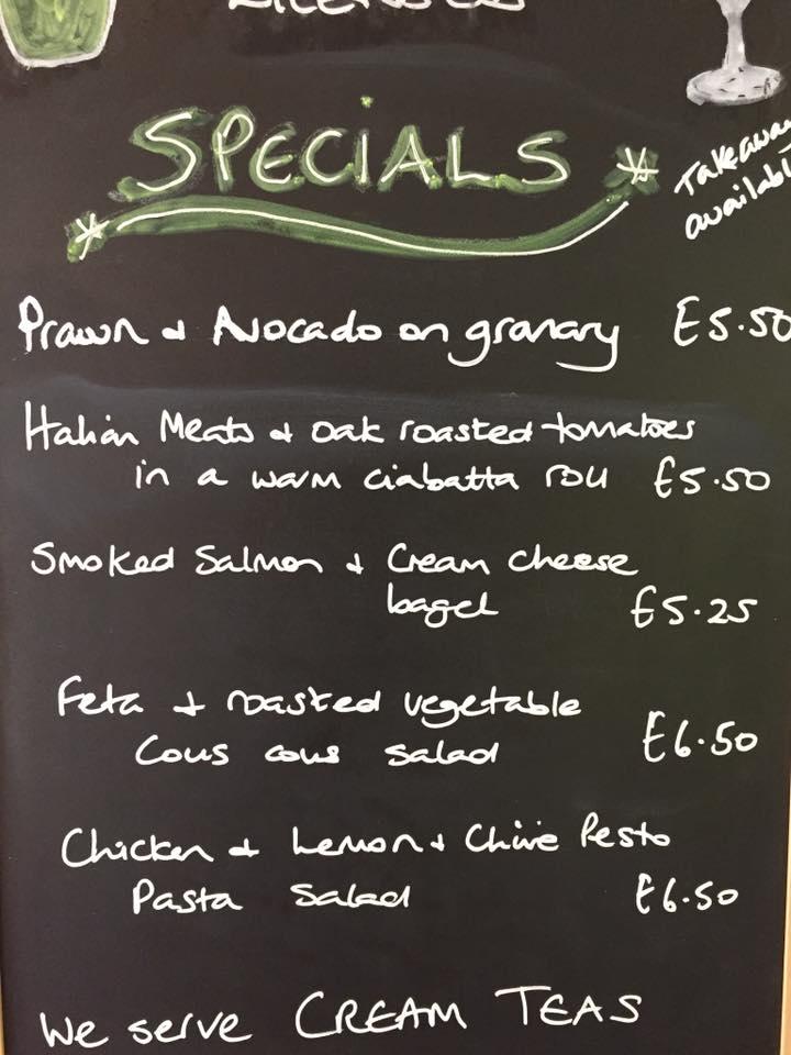 Menu at The Lime Tree cafe, Shanklin
