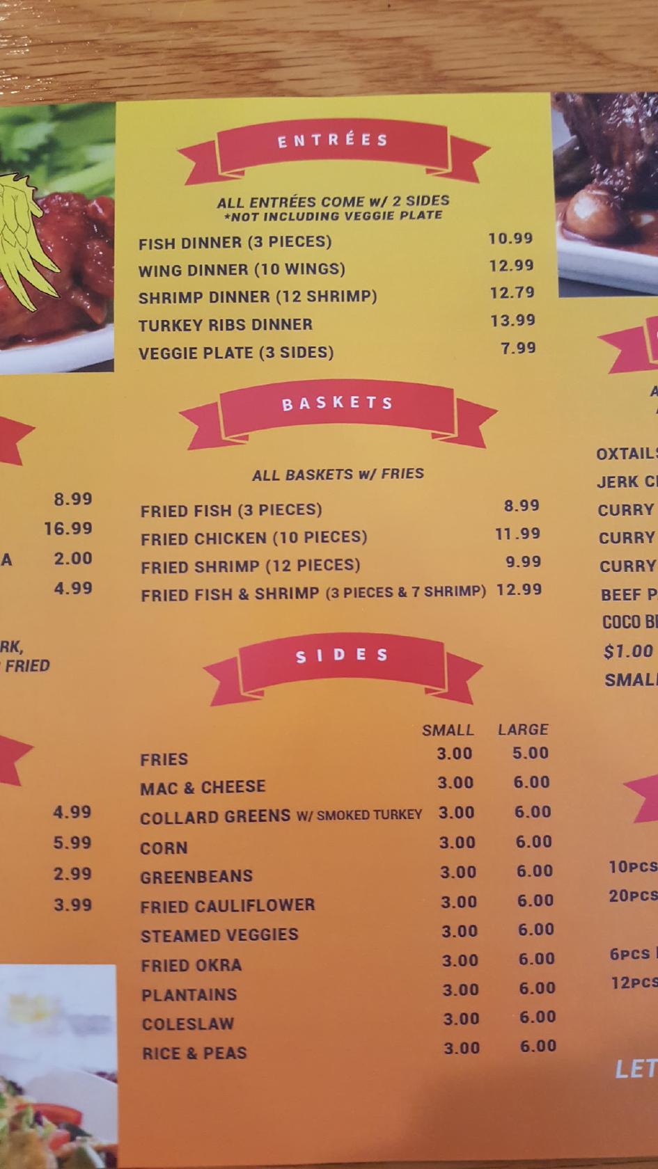 Menu at Ty's Wing & Tings Restaurant, Charlotte