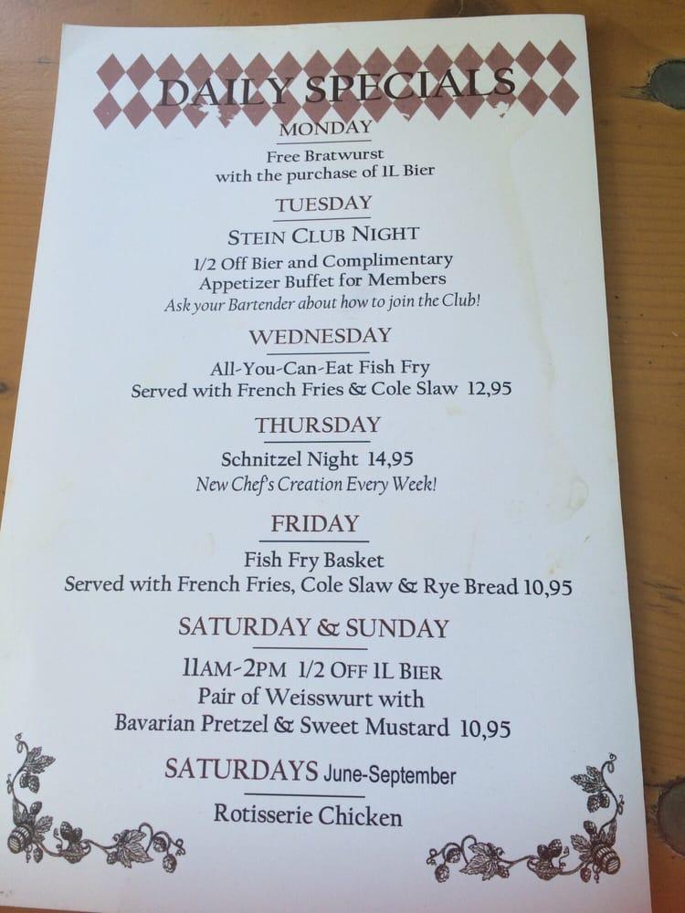 Menu at Von Rothenburg Bier Stube pub & bar, Germantown