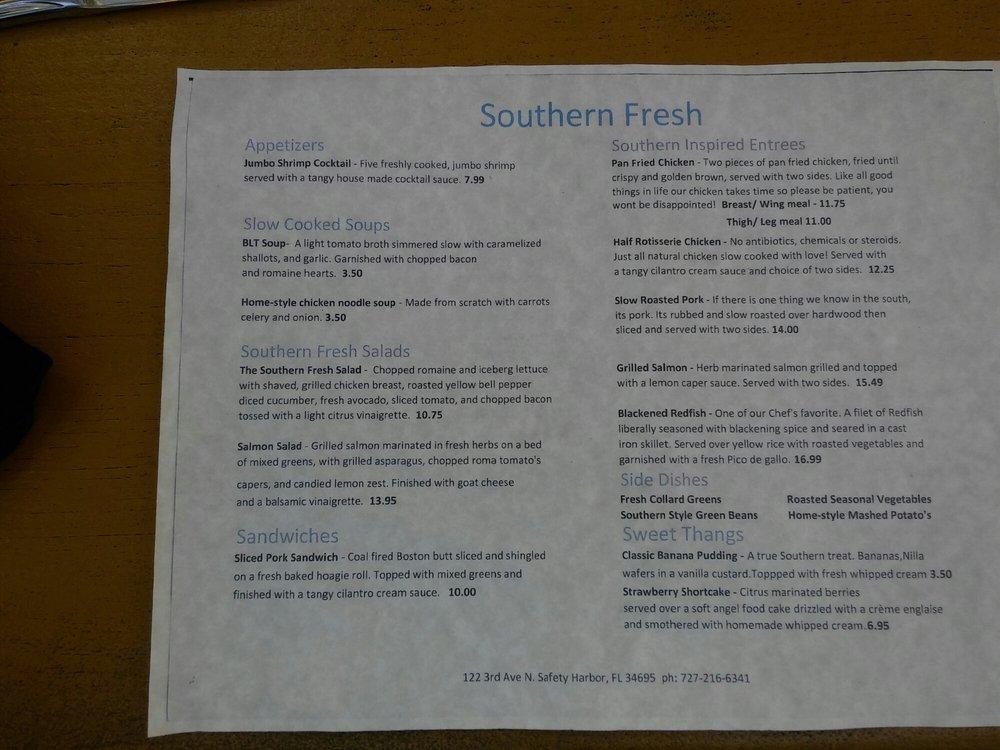 Menu at Southern Fresh restaurant, Safety Harbor