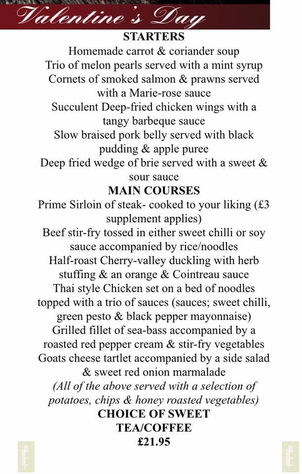 Menu at Tullana on the Green restaurant, Lisnarick