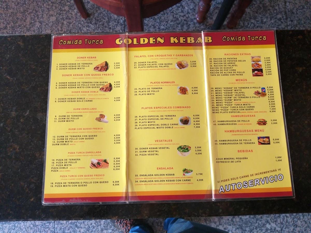 Menu at Golden Kebab Écija restaurant, Écija