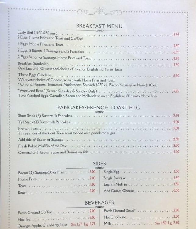 Menu at Mama Dee's restaurant, Framingham