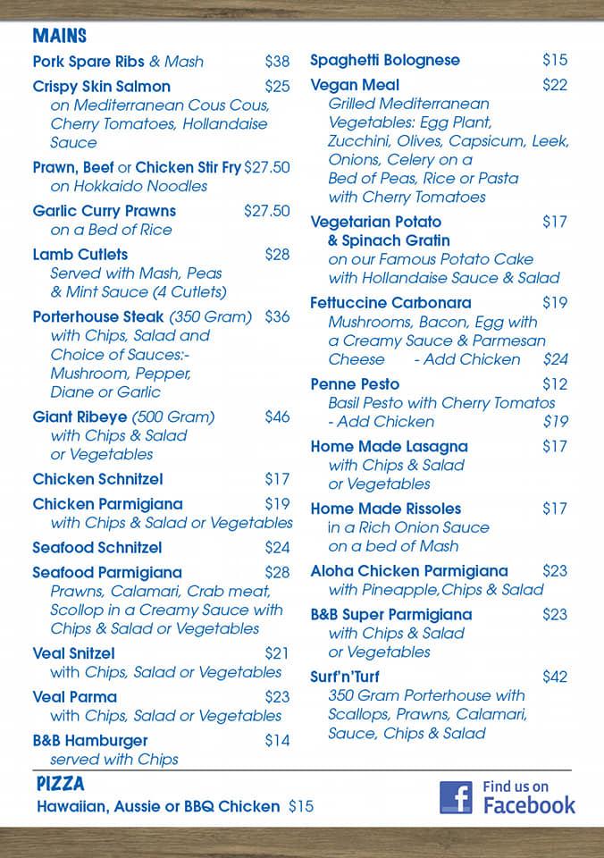 Menu at Matty's Bar Bistro, Crib Point