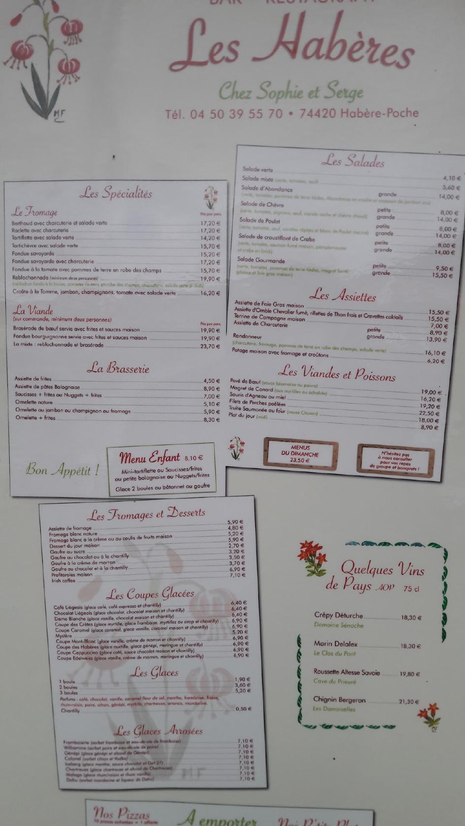 Menu at Restaurant Les Habères, Habère-Poche
