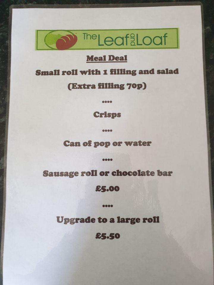 Menu at The Leaf and Loaf, Ripley