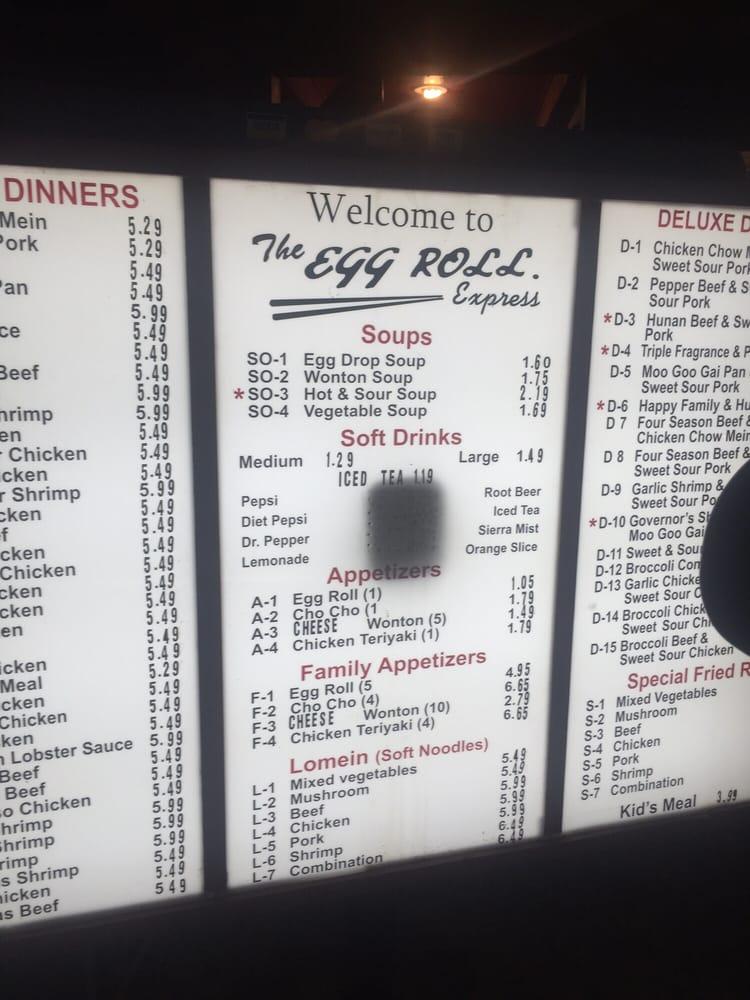 Menu at Egg Roll Express restaurant, Tulsa, S Peoria Ave