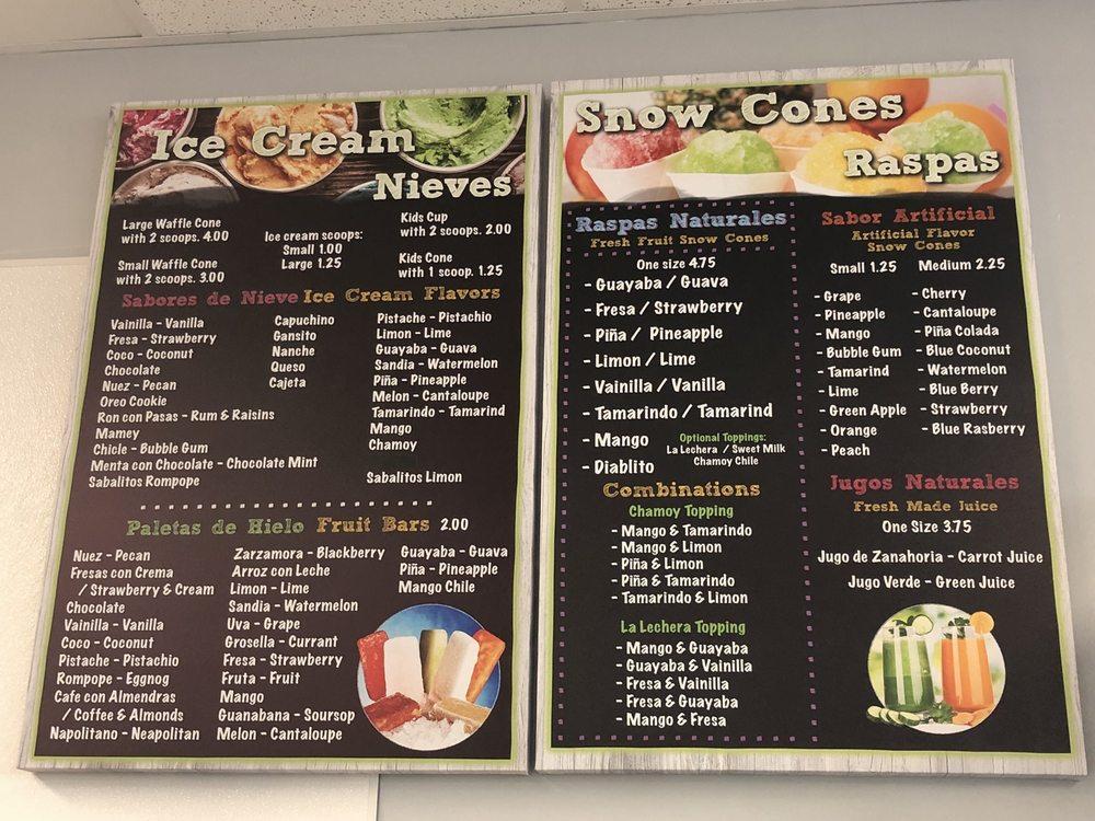 Carta del postres Refresqueria, Texas City