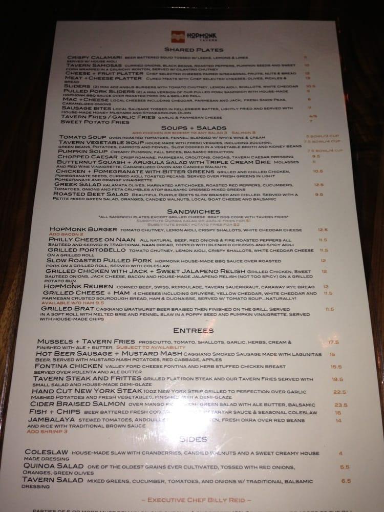 Menu at HopMonk Tavern Novato pub & bar, Novato