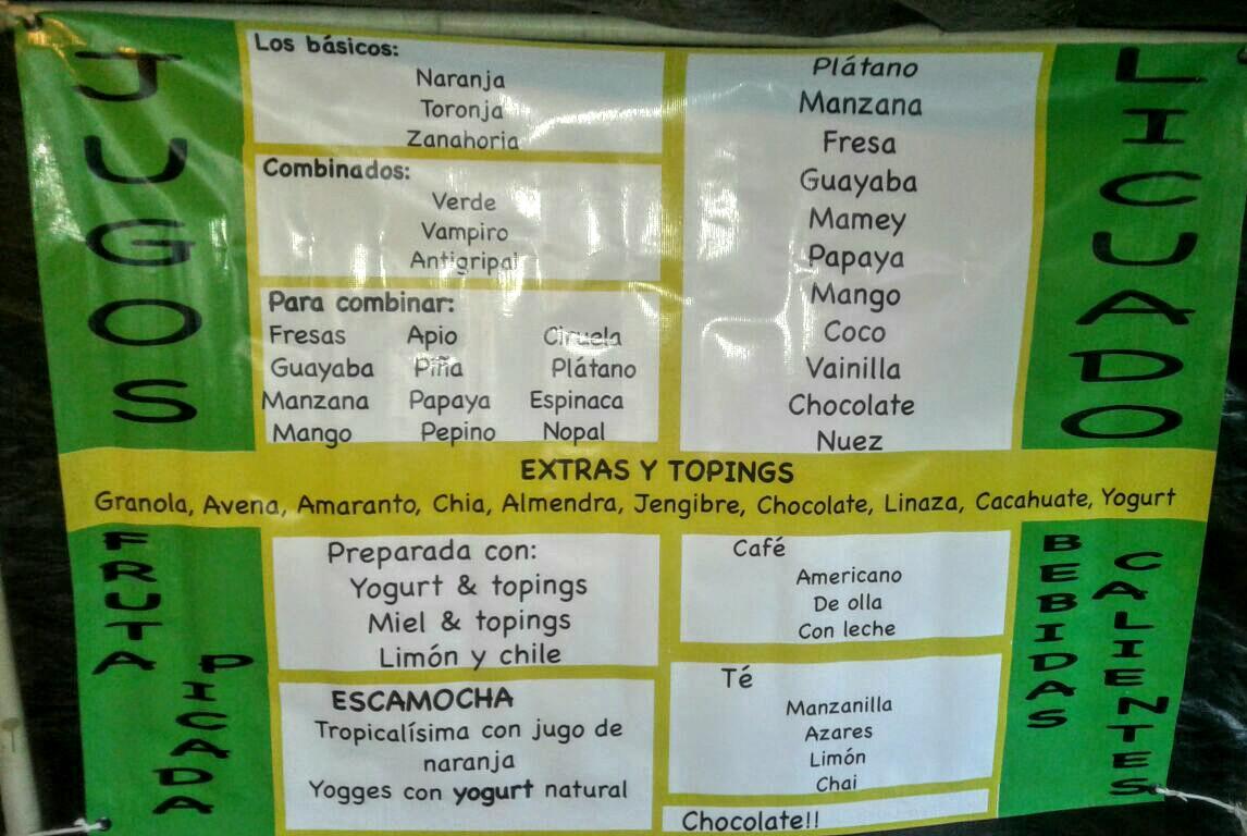 Menu at La Cosecha: tortas, jugos, licuados restaurant, Malinalco