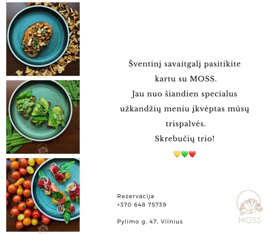 Menu at Moss restaurant, Vilnius