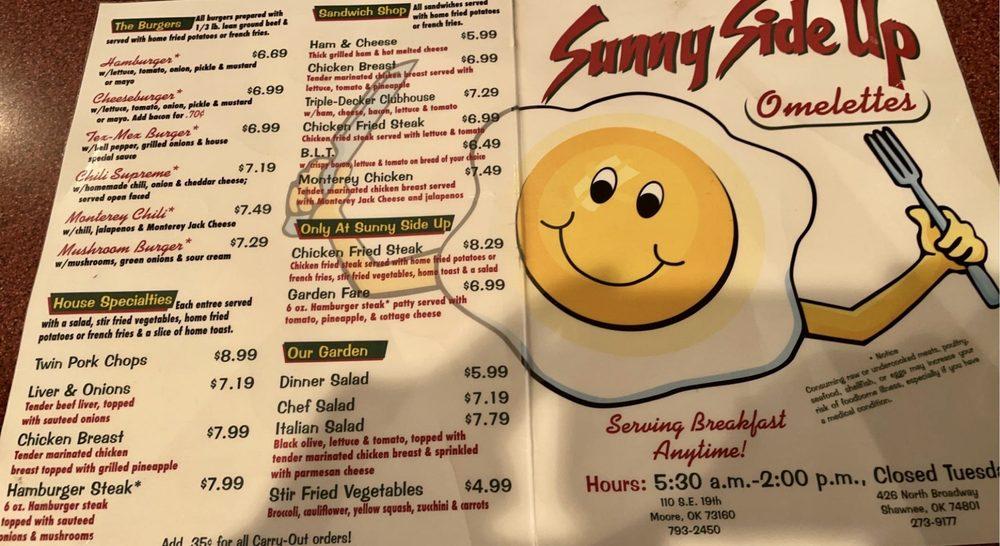 Menu at Sunny Side Up restaurant, Shawnee