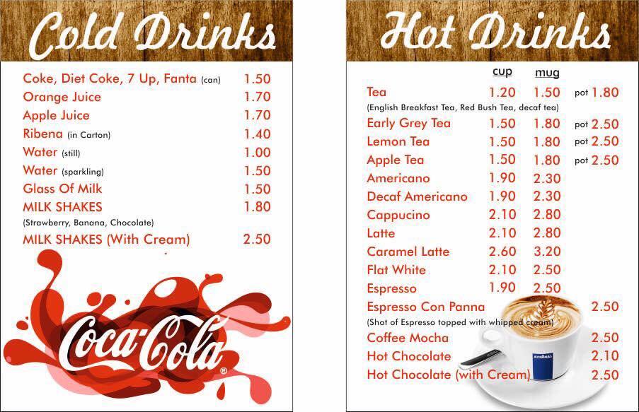 Menu at Taste Buds Cafe, New Milton