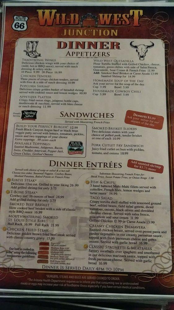 Menu at dj's Wild West Junction pub & bar, Williams