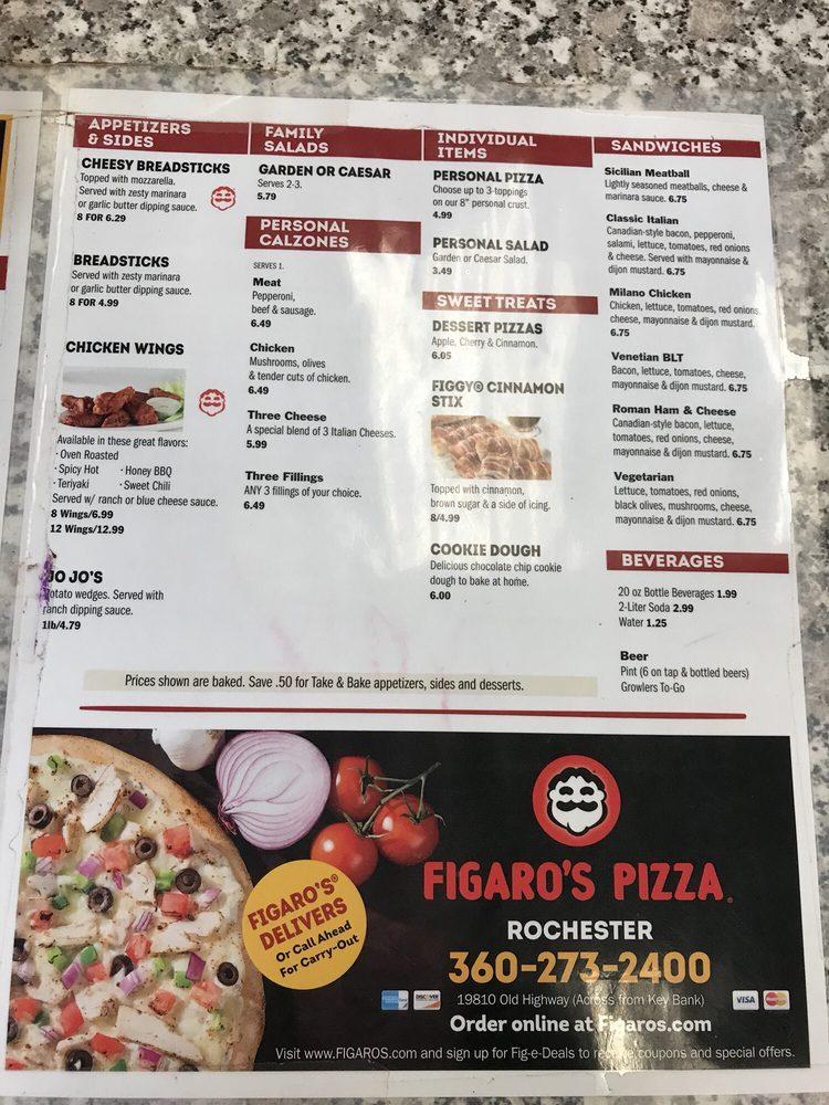 Menu at Figaro's Pizza pizzeria, Rochester, Old Hwy 99 SW Suite 1