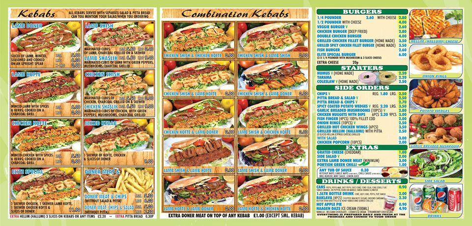Menu at Kebab Elite fast food, Maidenhead