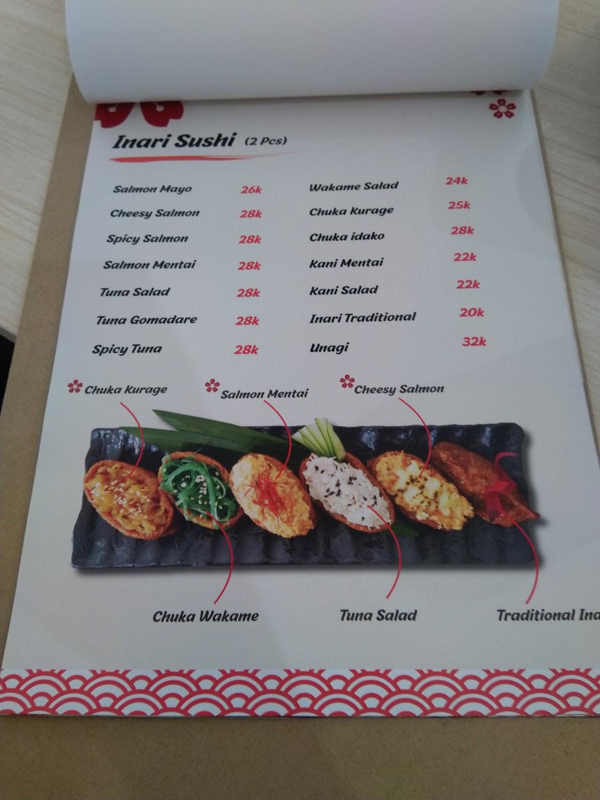 Menu at Oh! Sushi restaurant, West Jakarta