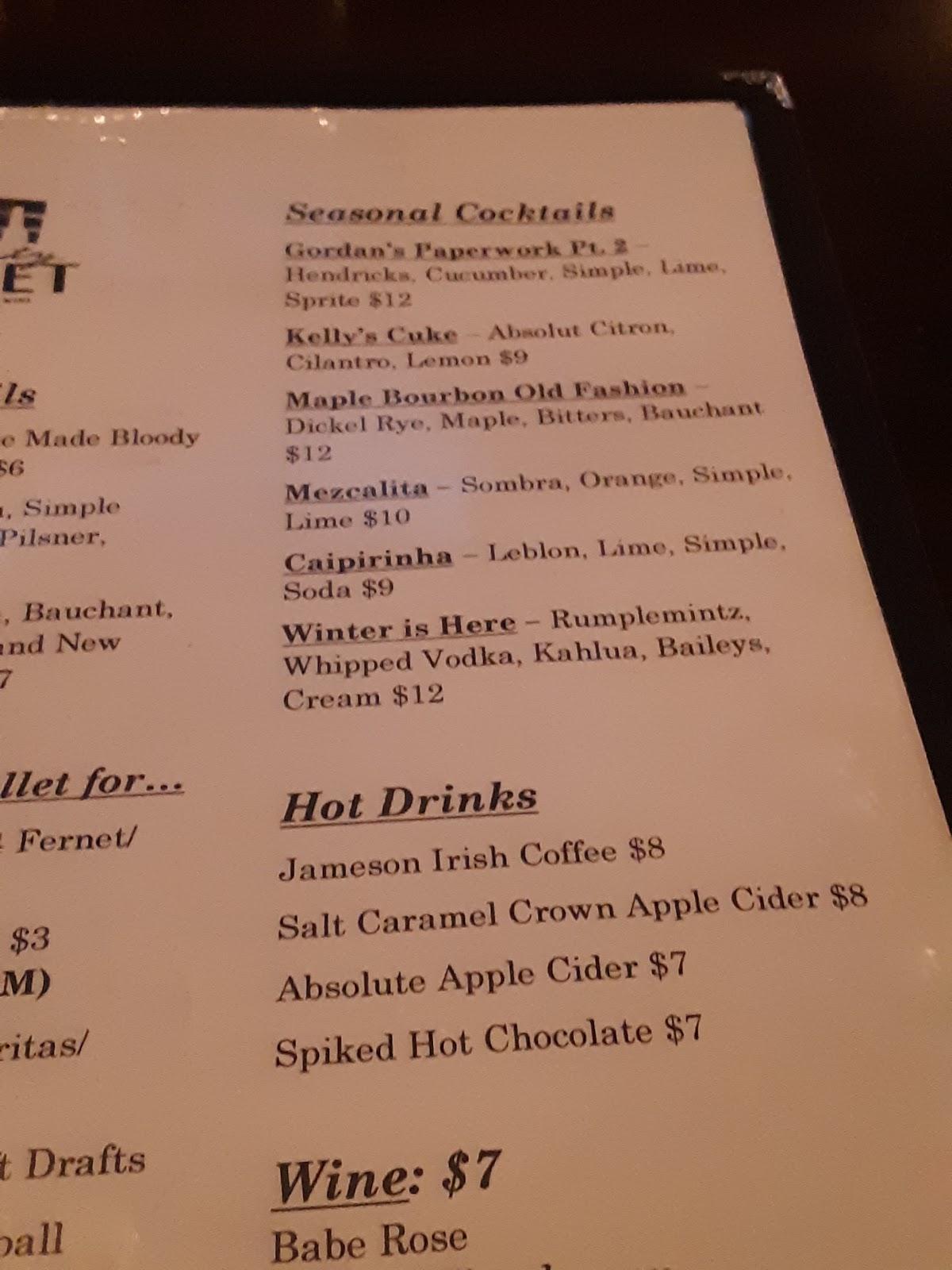 Menu at Thirsty Pallet pub & bar, Winston-Salem