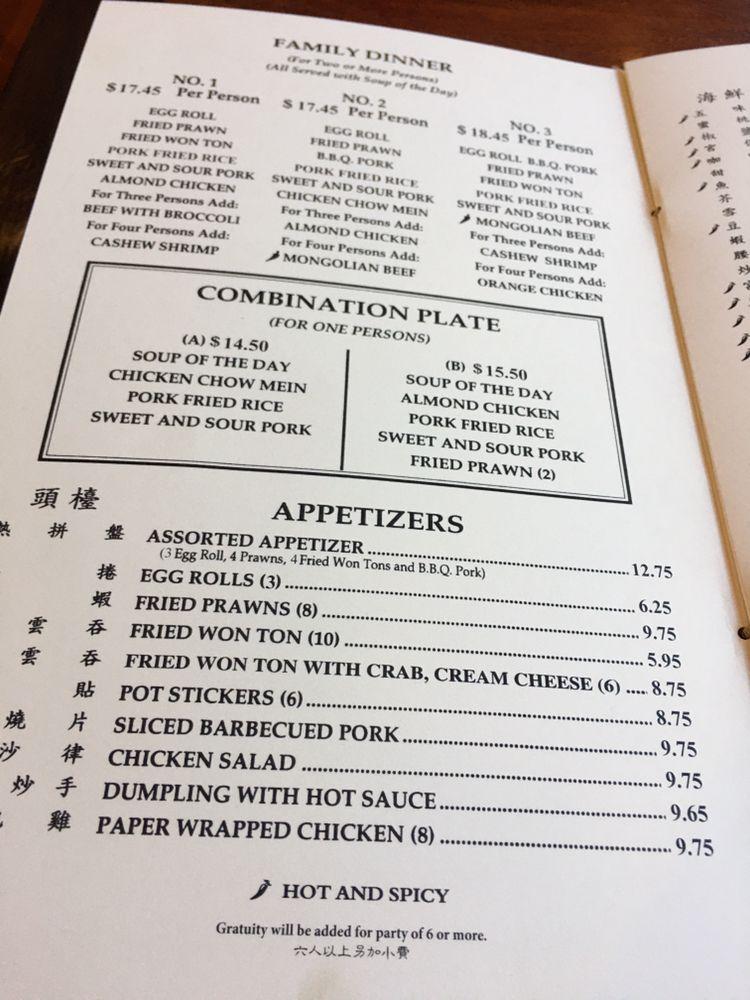 Menu at Chef Liu Chinese Restaurant, Scotts Valley