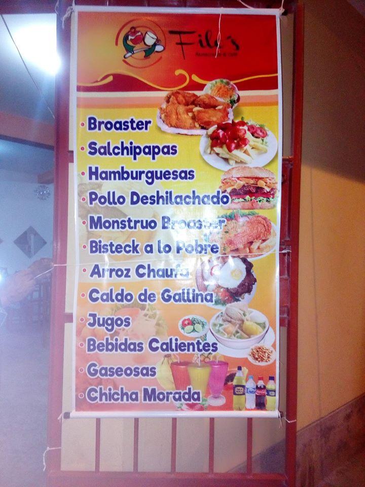 Menu at Restaurante Y Cafetería Filo's, San Martín de Porres