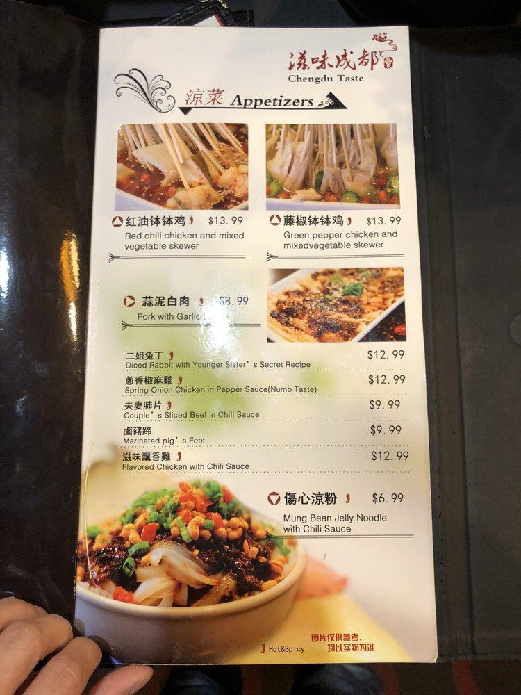 Menu at Chengdu Taste restaurant, Alhambra