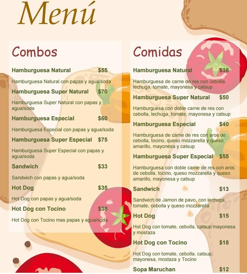 Menu at FUTURE Café Gamer, Tijuana