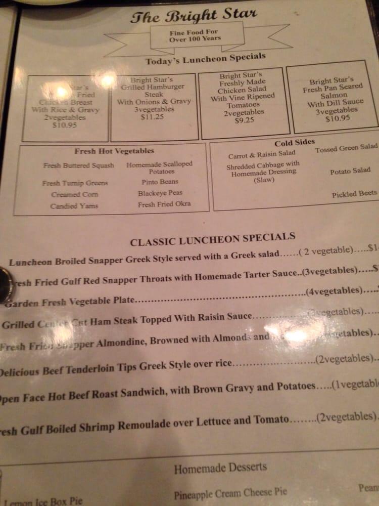 Menu at Bright Star Restaurant, Bessemer