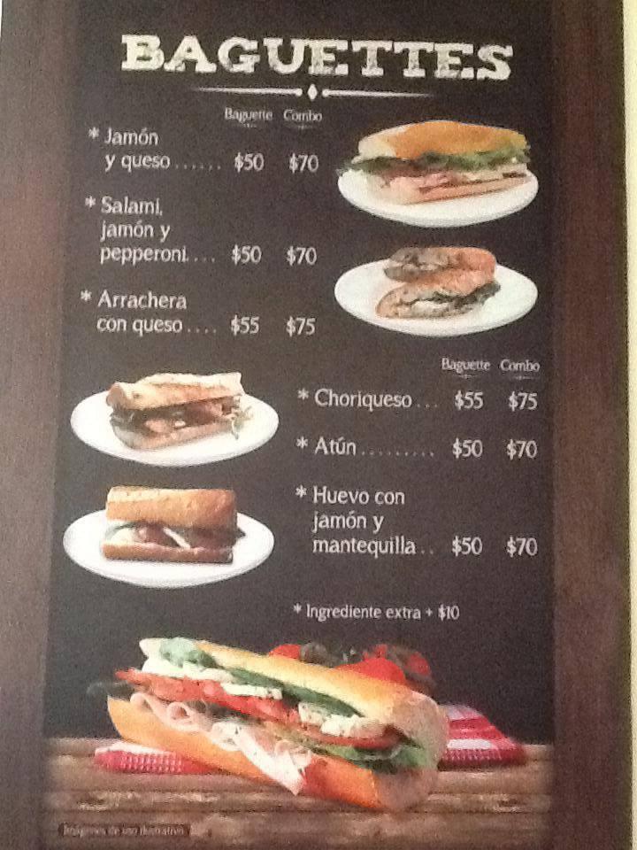 Menu at Deli de Paris restaurant, Saltillo