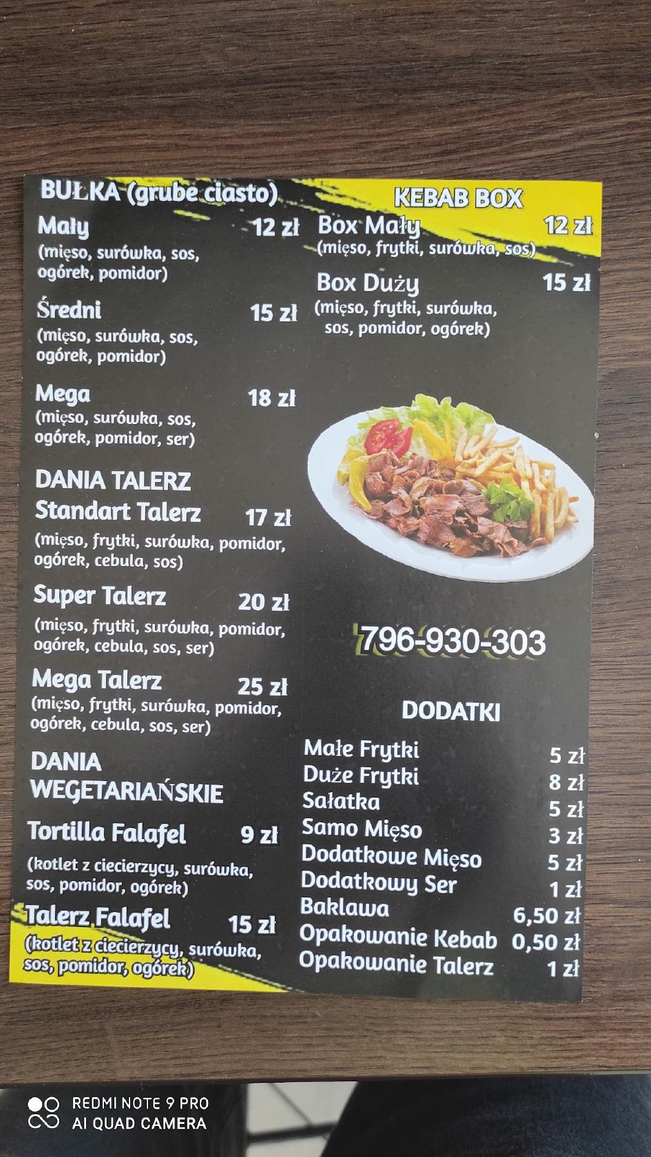 Menu at FARAH KEBAB & RESTAURANT, Wegrow