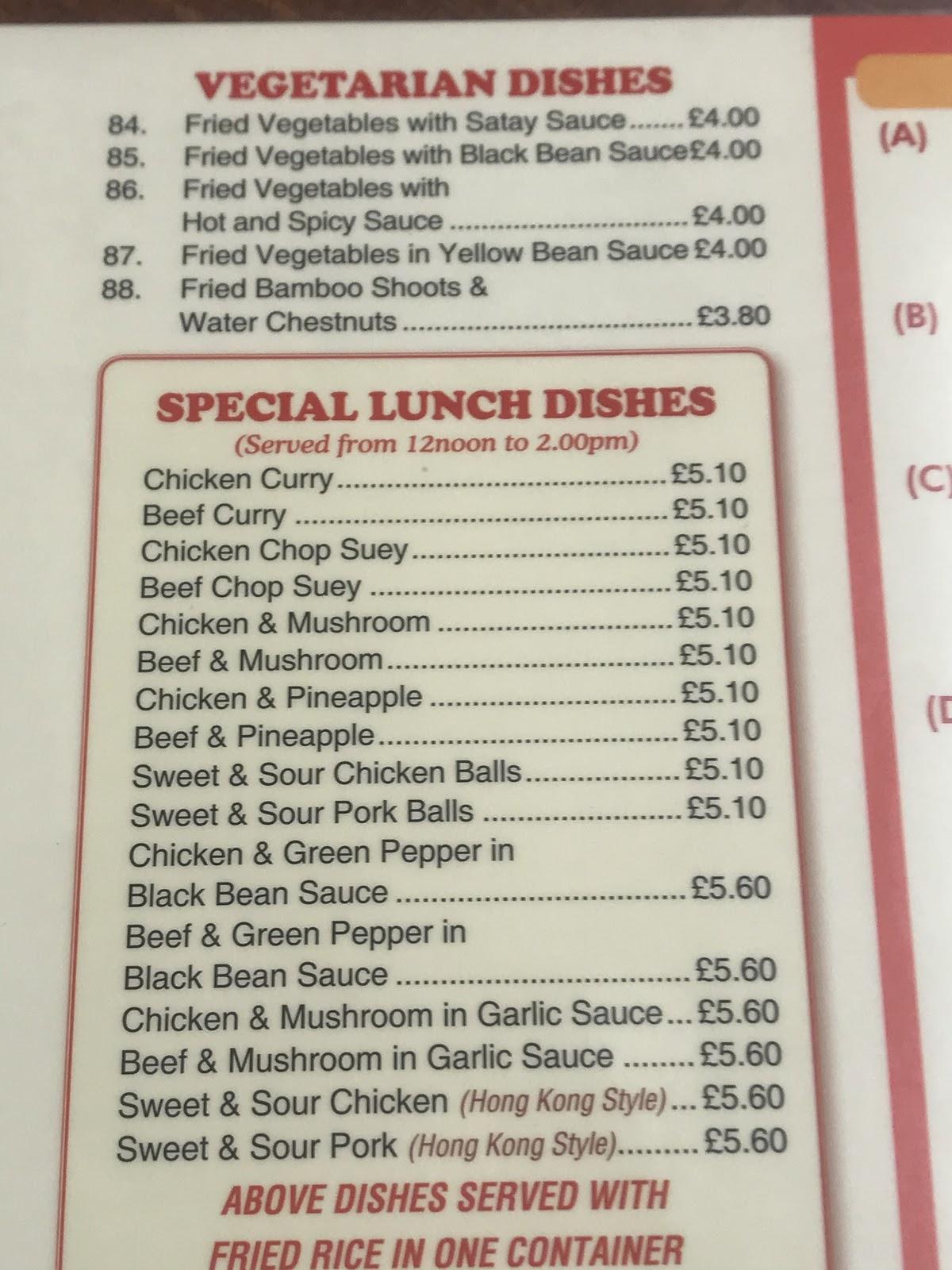 Menu at Golden Dragon fast food, Uckfield