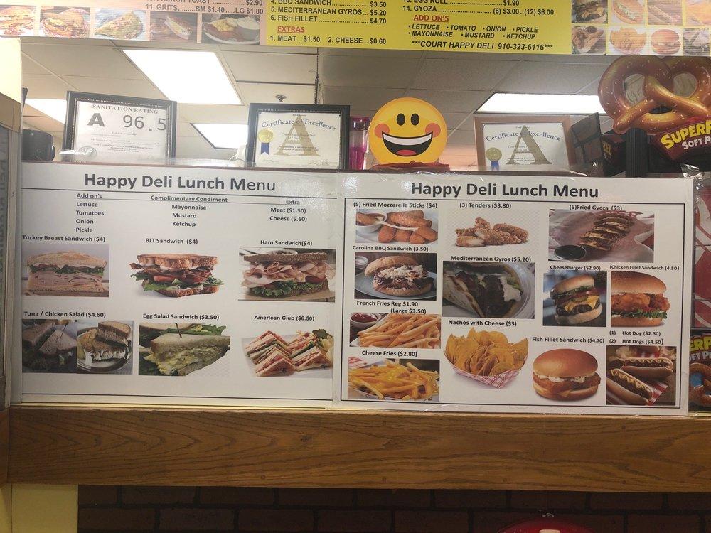 Menu at Happy Deli, Fayetteville, 117 Dick St