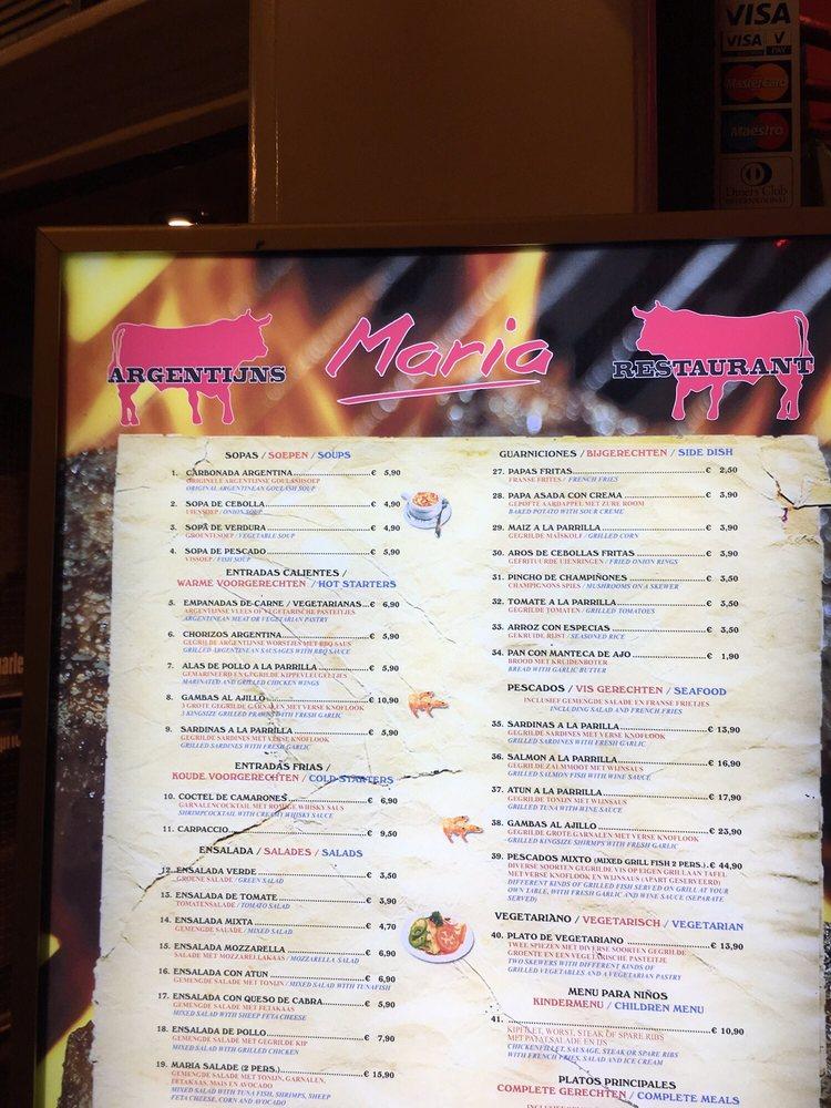 Speisekarte von Bar-Restaurant Maria, Amsterdam