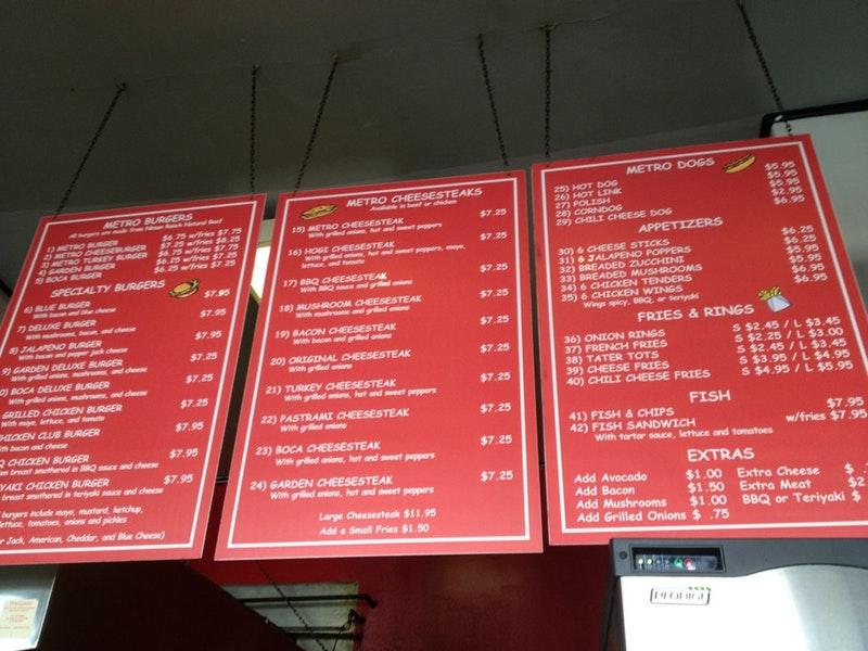 Menu at Metro Caffe restaurant, San Francisco