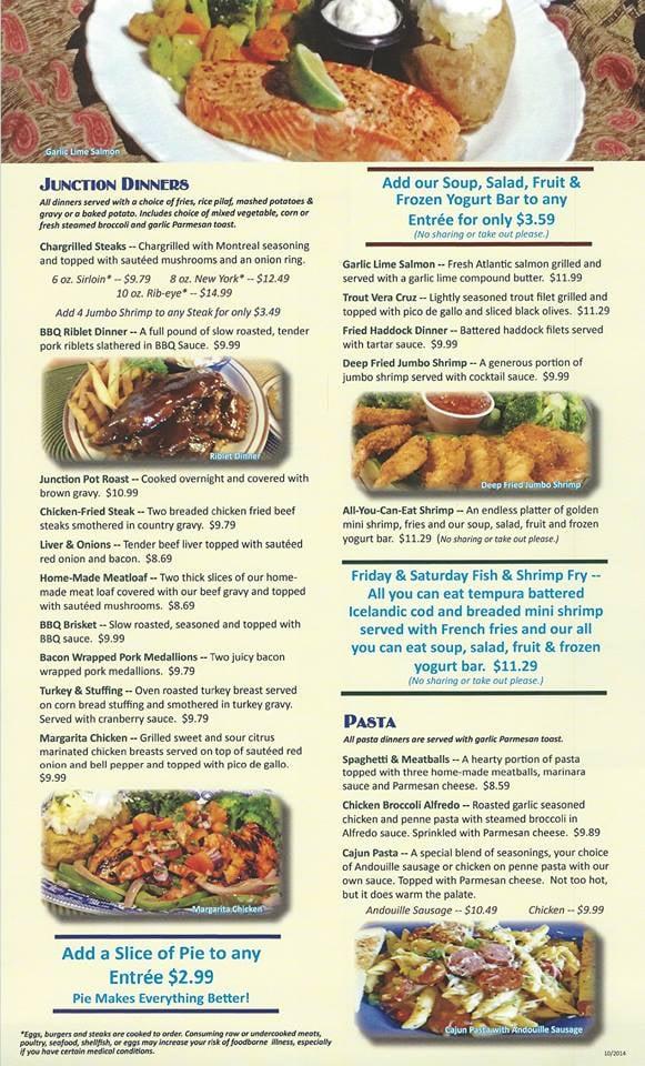 Menu at Prescott Junction restaurant, Prescott