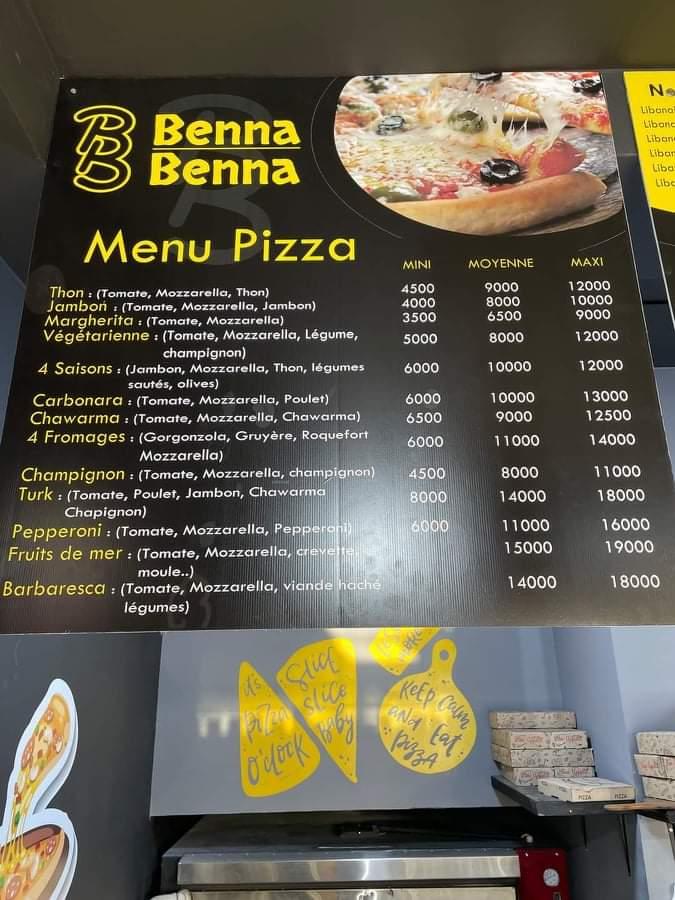Menu au benna/benna restaurant, Ariana