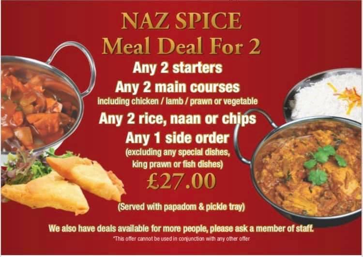 Menu at Naz Spice restaurant, York