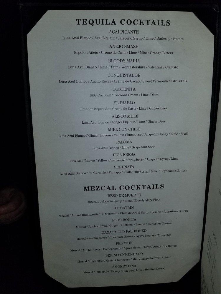 Menu at Salud Mexican Kitchen & Tequila Lounge restaurant, Camden