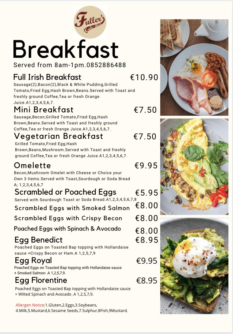 Menu at Fuller's Café Limited cafe, Dublin